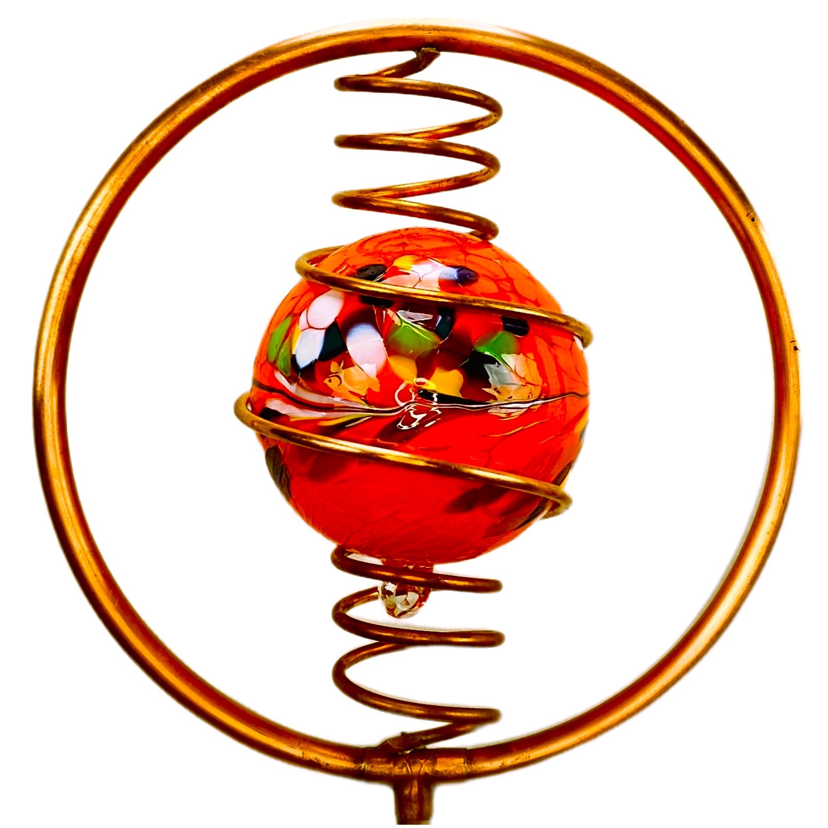 Orange Circus Glass Ball – Hoppy's Garden Art